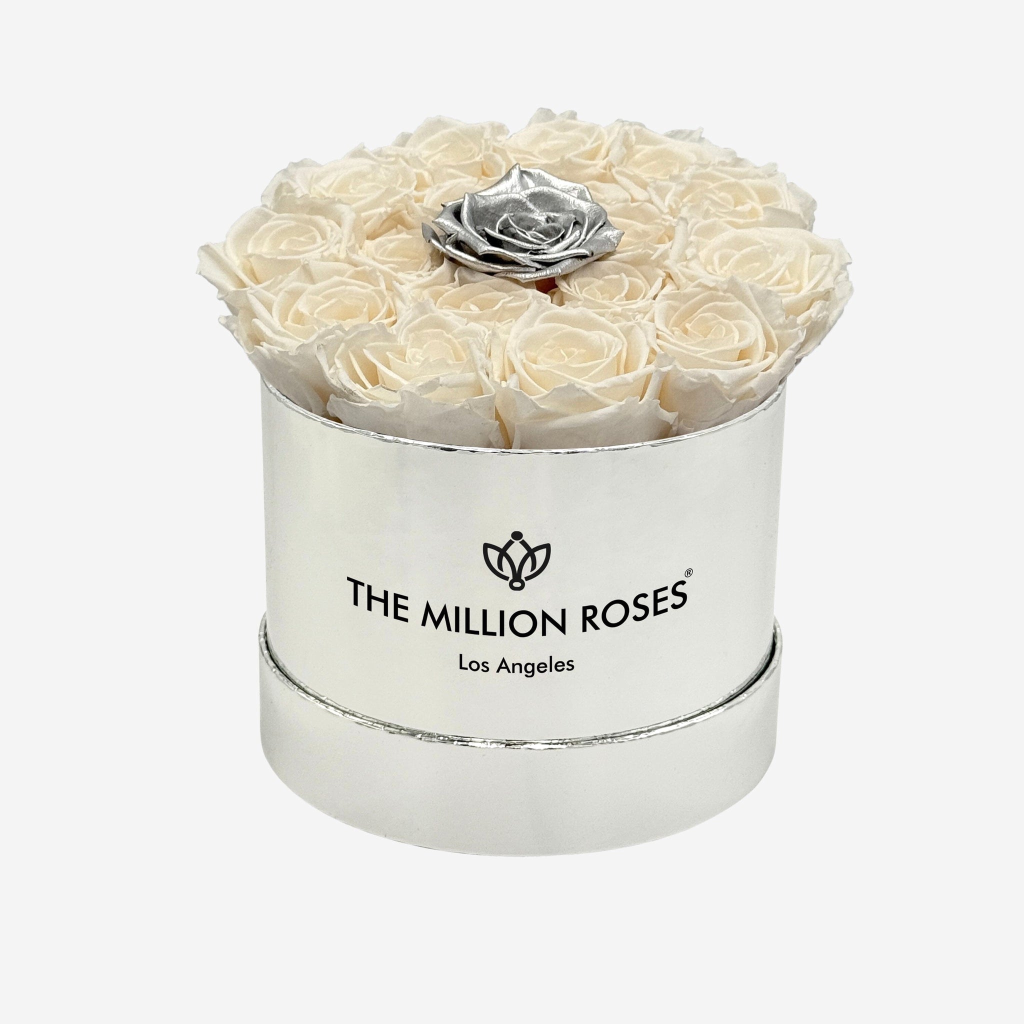 Classic Mirror Silver Box | White & Silver Roses