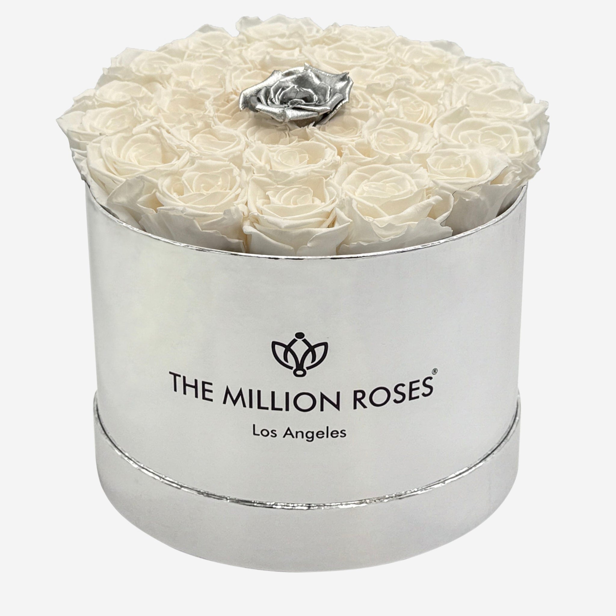 Supreme Mirror Silver Box | White & Silver Roses