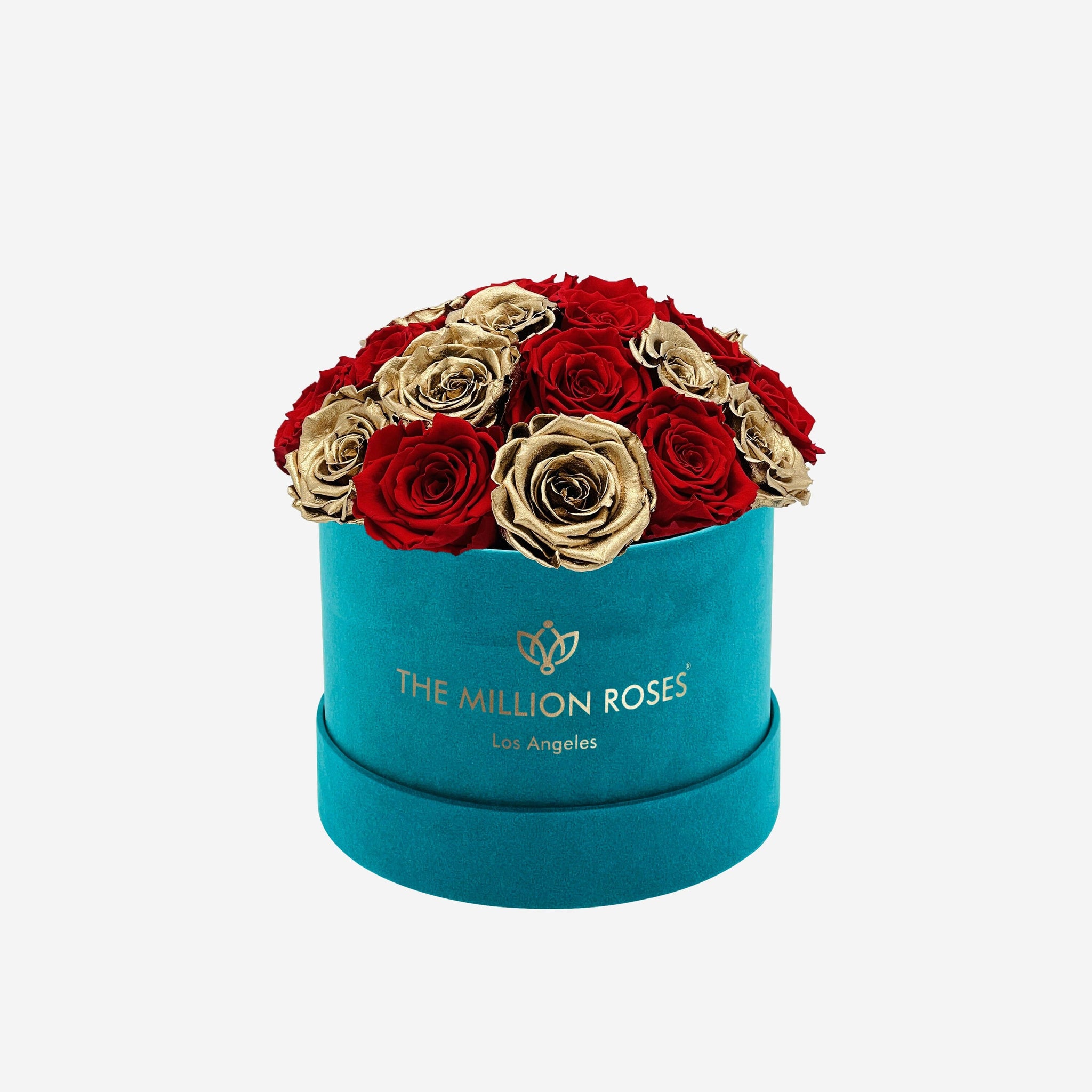 Classic Dark Green Suede Dome Box | Red & Gold Roses